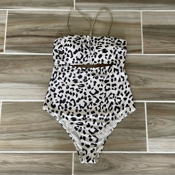 aerie | Swim | Aerie Leopard Keyhole Bandeau One Piece Swimsuit Medium ...